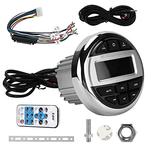 Marine Bluetooth Speakers, 80W Portable Media Function Waterproof Amplified Speaker System Marine Stereo Bluetooth Boat Am/Fm Radio with Remote Control, RCA Aux Audio Input for Car Yacht ATV Utv