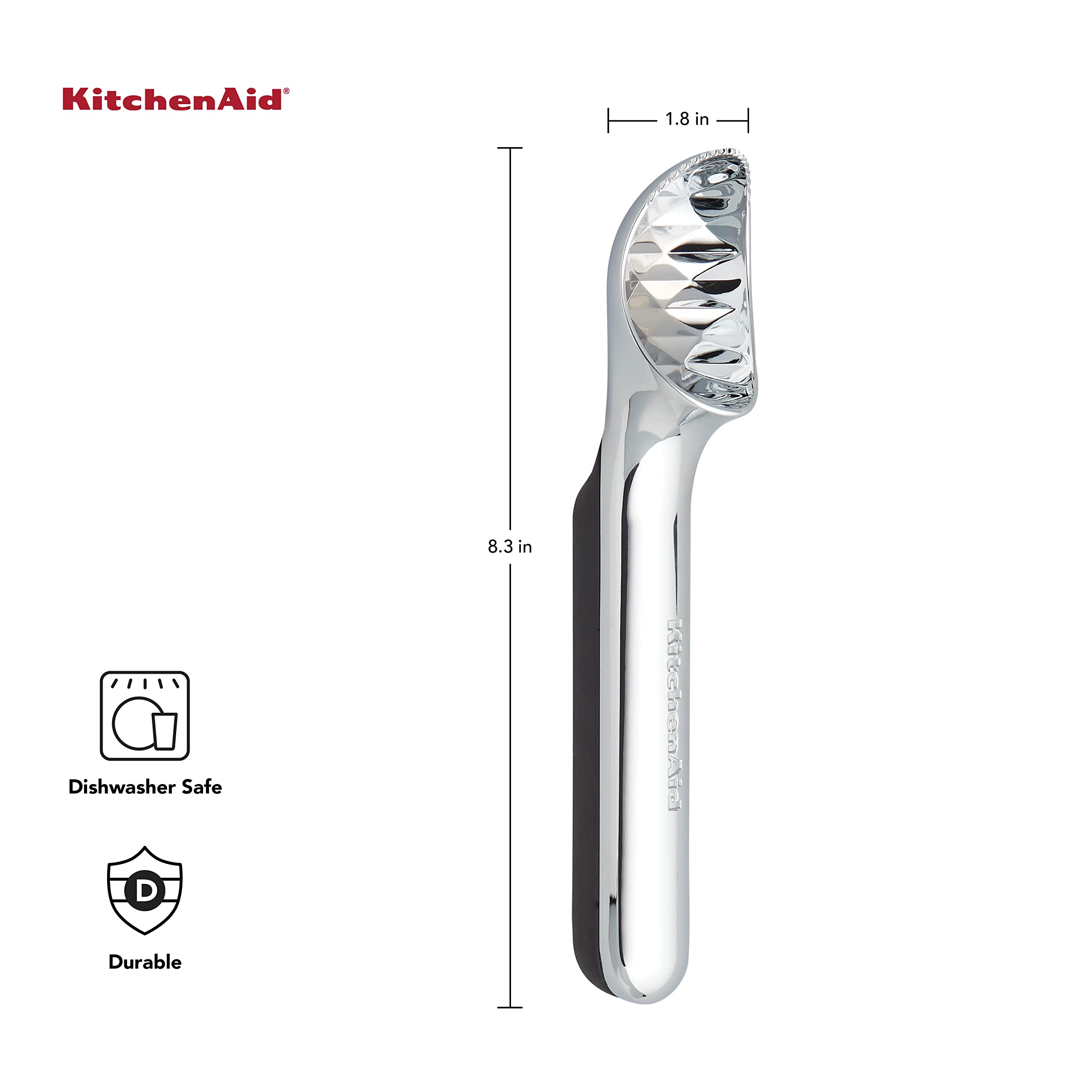 KitchenAid No Mess Ice Cream Scoop, 8-Inch, Onyx Black