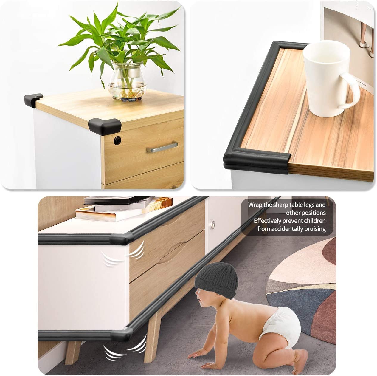 Soft Extra-Wide Edge Protector for Baby with Strong Adhesive Double Sided pre-Taped 16.5ft