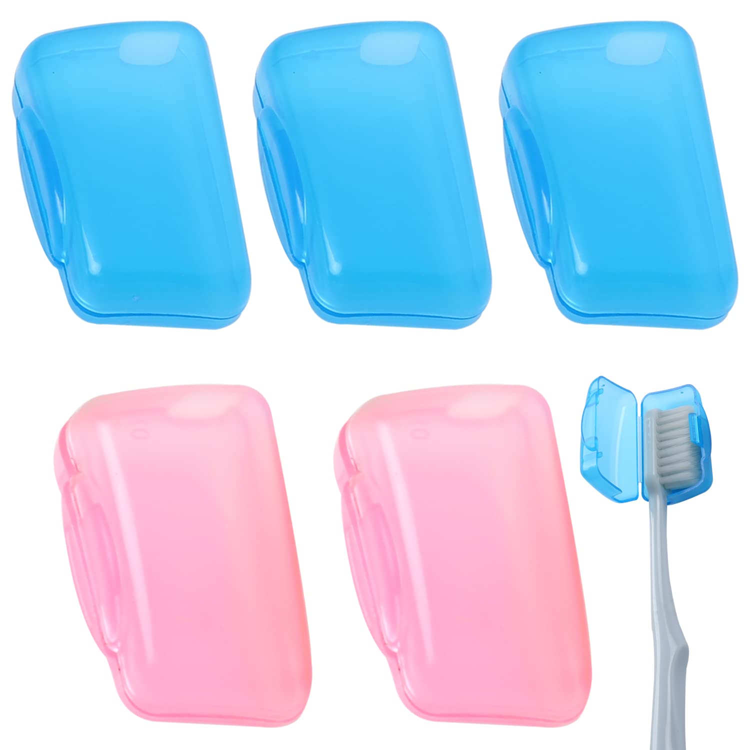 Sliverdew 5 Pcs Toothbrush Head Holder for Travel Blue Pink Toothbrush Covers Portable Toothbrush Head Container Caps Toothbrush Head Protector Covers Toothbrush Case for Home Office Outdoor