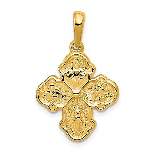 IceCarats 14K Yellow Gold Four Way Holy Cross Religious Medal Necklace Christian Pendant Scapular Charm 28mm x 17.75mm Only