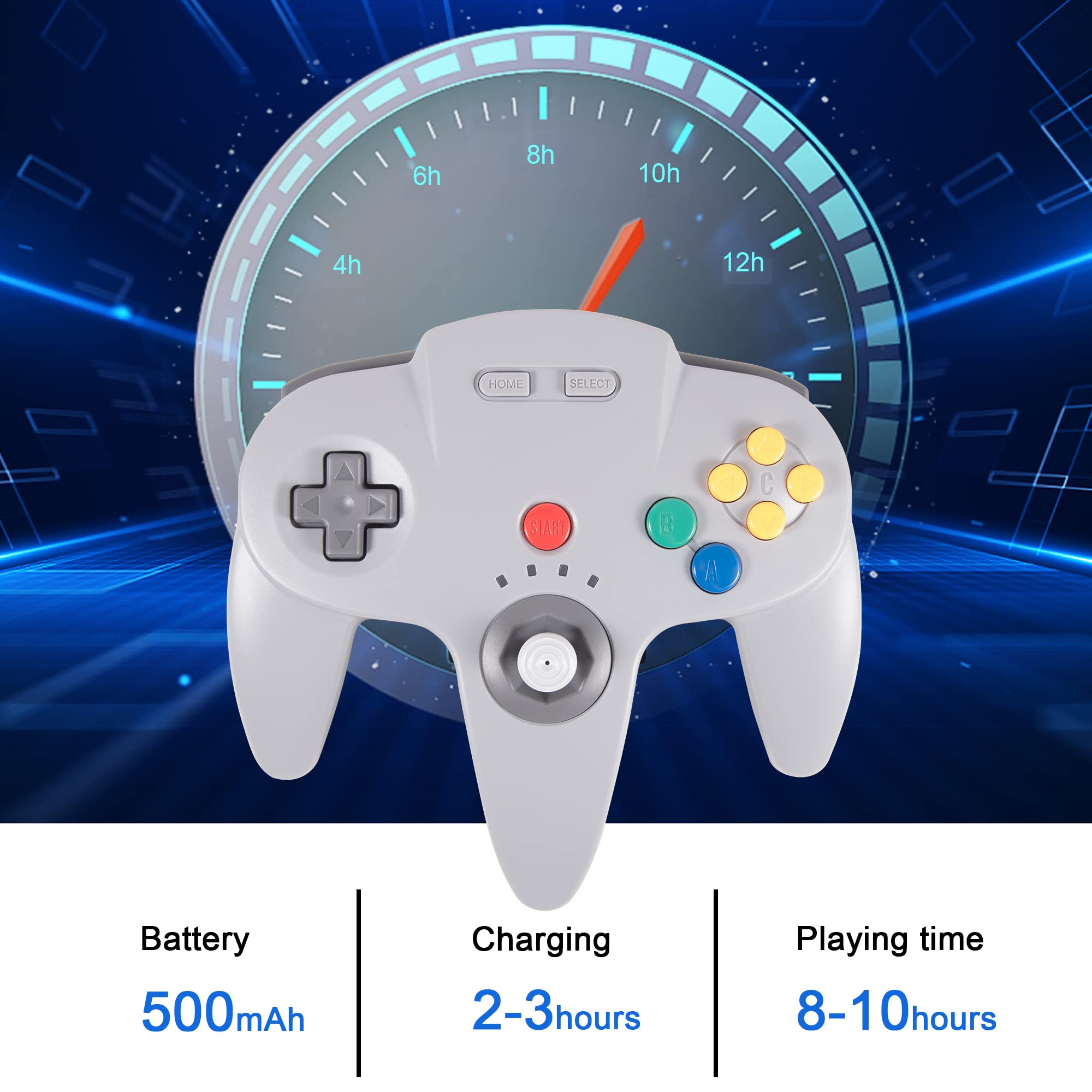 KIWITATA Wireless N64 Controller Compatible with Switch/Lite/OLED, 2.4GHZ N64 Remote Wireless Switch Game Joystick Controller Gamepad for N64 /Switch Console, Raspberry Pi, PC Windows 7,8,10,11 Gray