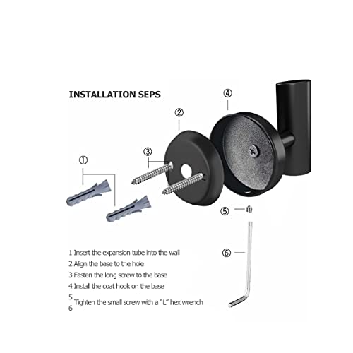 Towel Hook for Bathrooms Wall Mount Coat Hook Matte Black Towel Hook 304 Stainless Steel Robe Hook Heavy Duty Door Hanger Black Hooks for Bathroom Bedroom Kitchen