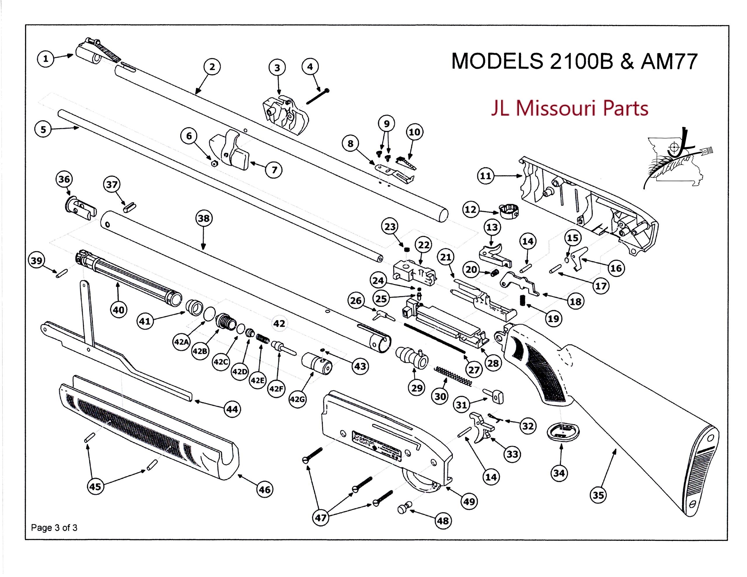 JL Missouri Parts Crosman Pumpmaster 760 B 2100 B Rear Sight Ramp Ad. Pellet BB Gun Air Rifle Part Elevator