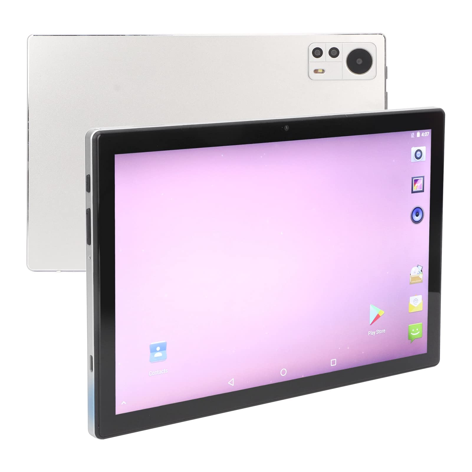 PUSOKEI 10.1 Inch Tablet PC,Sliver,8G 256G Memory,1960x1080 IPS Screen,MT6753 Octa Core,2.4G 5G WiFi Calling Tablet for Android 11,Dual Sim Card Dual Standby