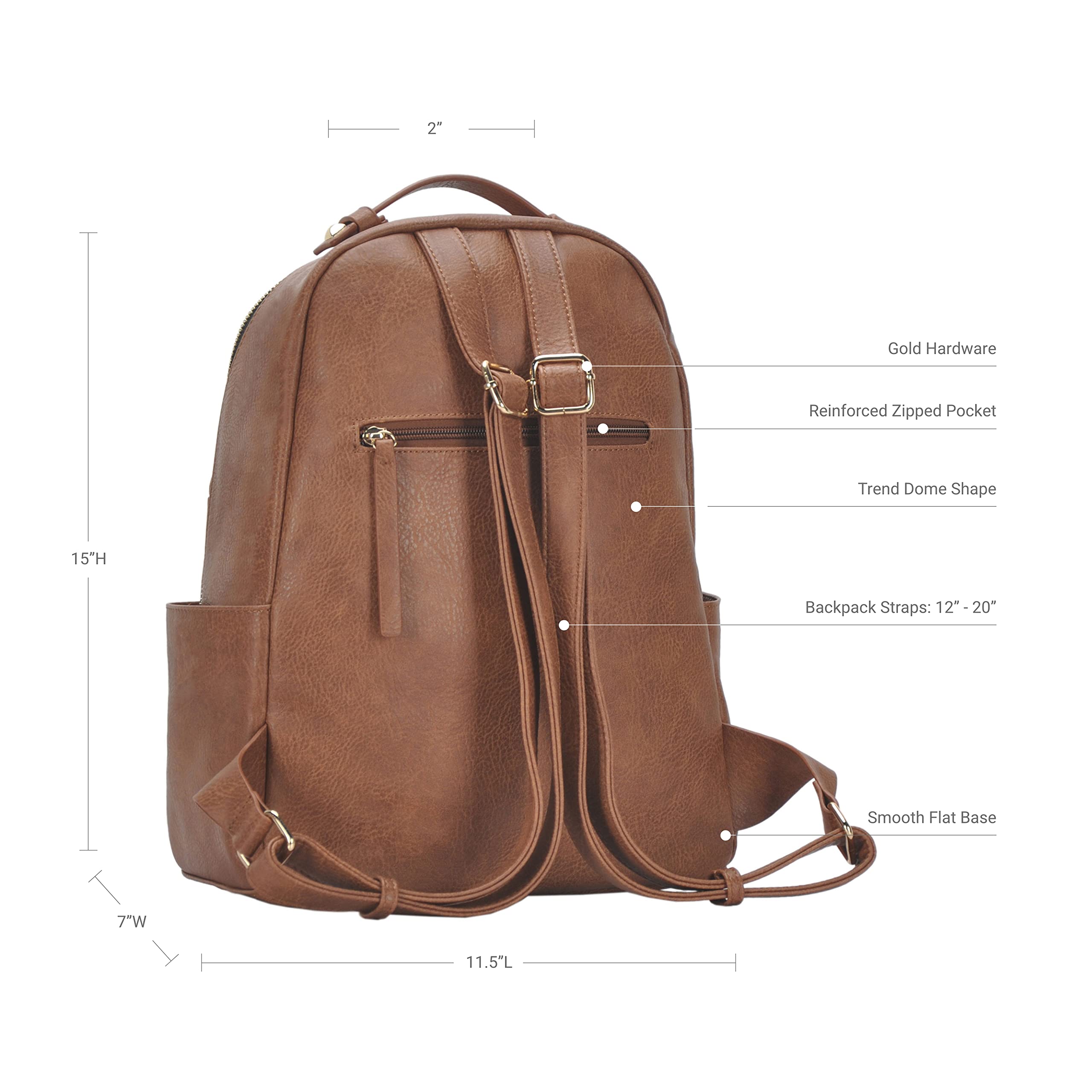Madison West Kylee Backpack Purse for Women, Casual Daypack Handbag, Soft Vegan Leather - Tan