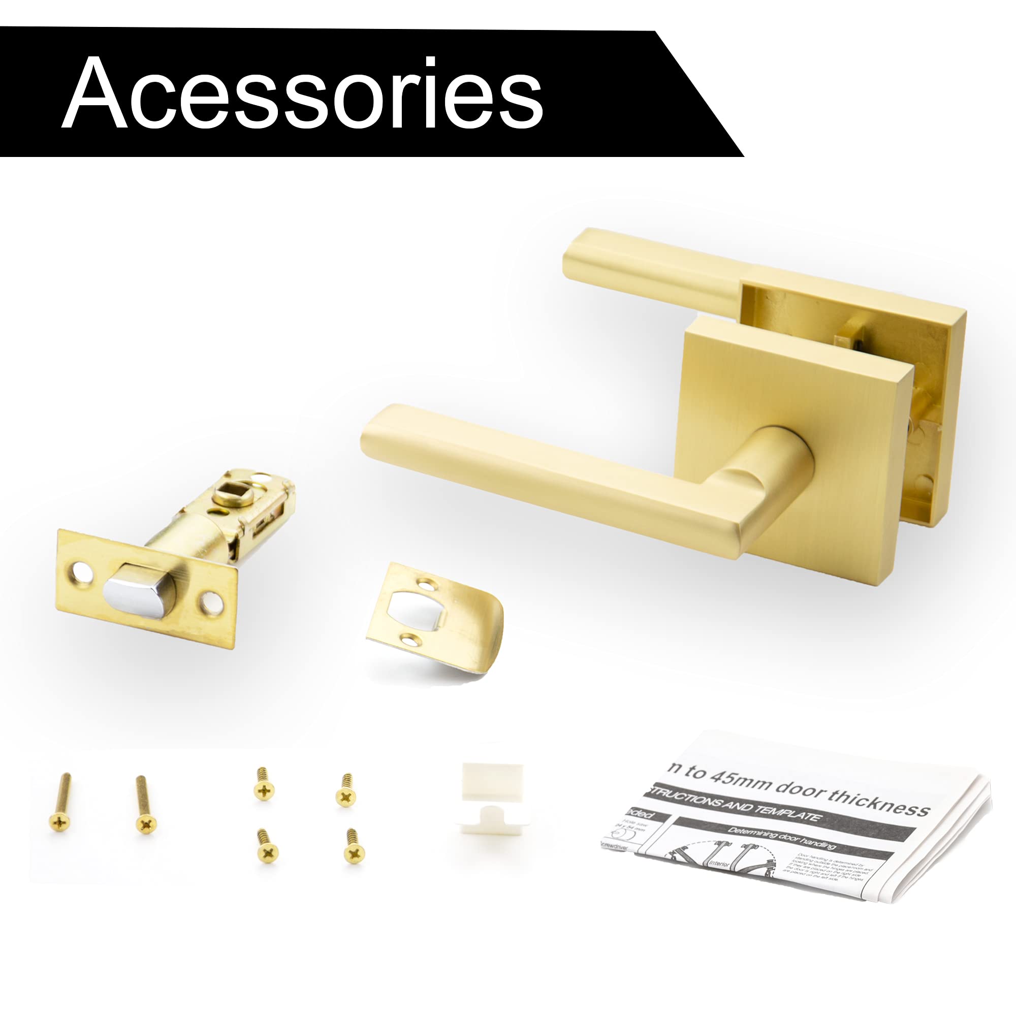 Linkaa Pivacy Door Lever Gold Stain Brass Lever Door Handle with Lock, Keyless Door Lock, Privacy Function Exterior/Interior Door Handles.