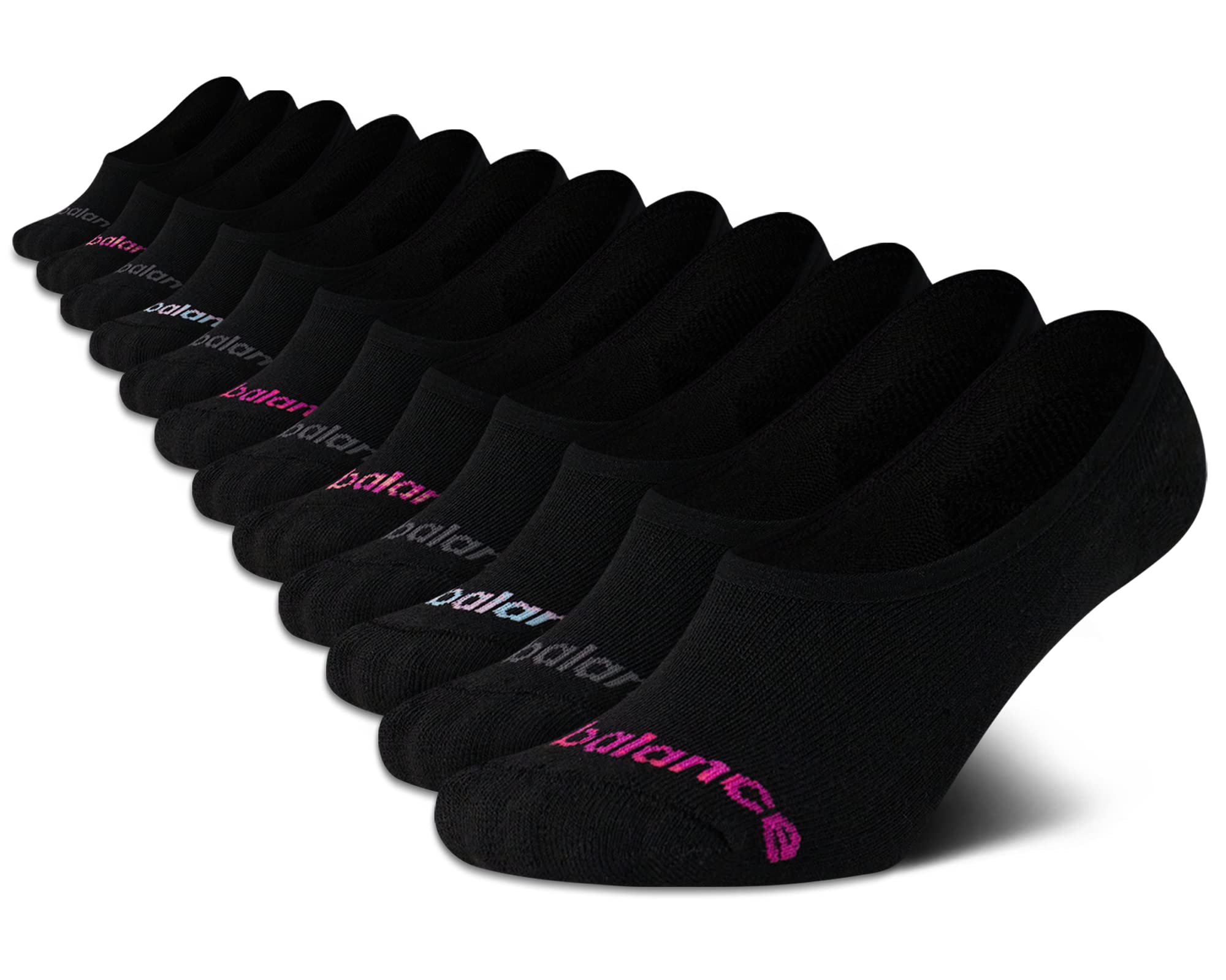 New Balance Women's Athletic Socks - Cushion No Show Liner Socks (12 Pack), Size Shoe Size 4-10, Black - Low