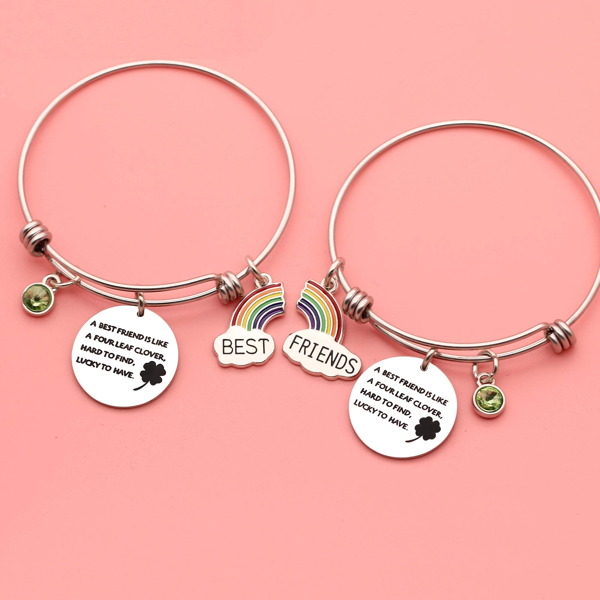 Maxforever Friendship Bangle Gifts 2Pcs Charm Bangles Bracelets for Best Friends Besties Birthday Anniversary Graduation Thanksgiving Christmas