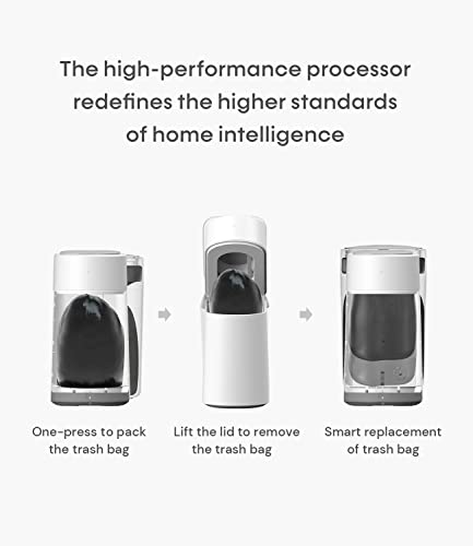 TOWNEW T3 Slim 3.4-Gallon Smart Trash Can with Automatic Open Lid | Diaper Pail | Self-Sealing | Self-Changing| Rechargeable, White, Small