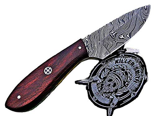 Hunting Skinner Knife 9,00" Inches Damascus Handmade Steel Blade with Rose Wood Twist Pattern Handle