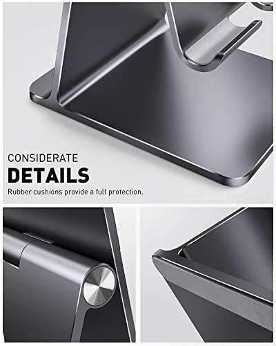 Maxonar Adjustable Tablet Stand Holder, Sleek Looks Tablet Desktop Stand Dock Constructed from Aluminum - Compatible with iPad Air iPad Pro/iPad Mini [4.7"-13"], iPhone 15, Galaxy Tab S8, Grey