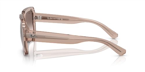 Ray-Ban RB4408 Magellan Square Sunglasses, Transparent Light Brown/Light Brown Mirrored Silver Gradient, 54 mm