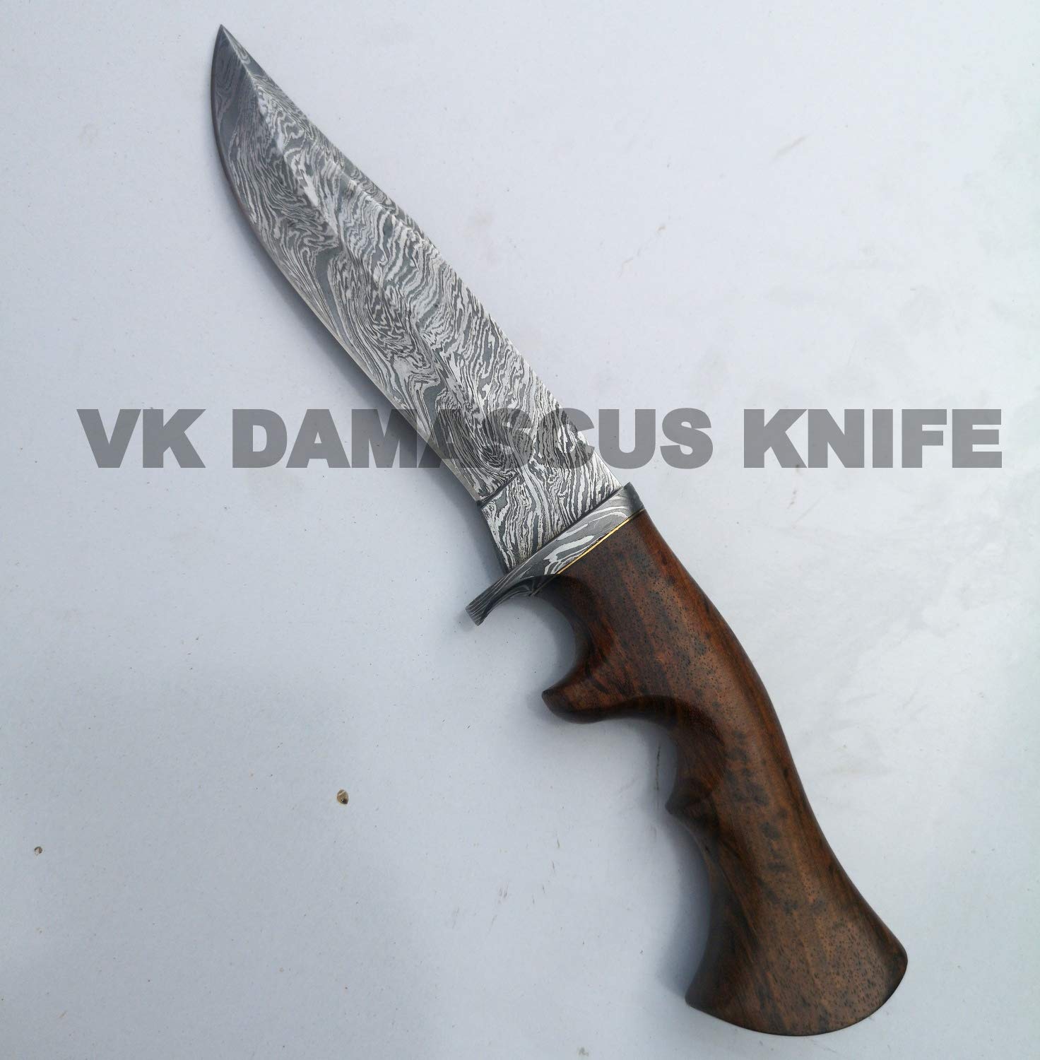 JNR Traders Damascus Steel Fixed Blade Hunting Knife with Leather Sheath - 2532