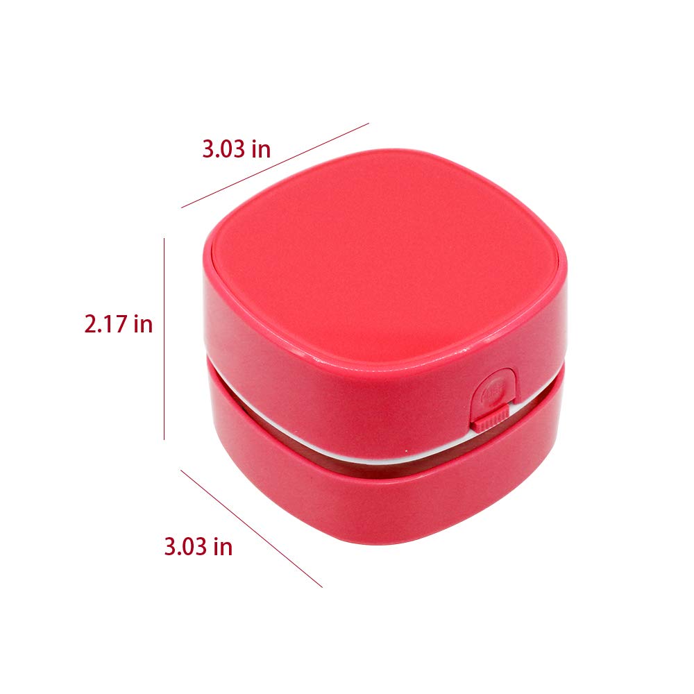 Jiexin LuckySSR Portable Desktop Vacuum Cleaner Mini Table dust Sweeper Handheld Cordless Tabletop Vacuum Cleaning for Keyboard Home School Office (Red)