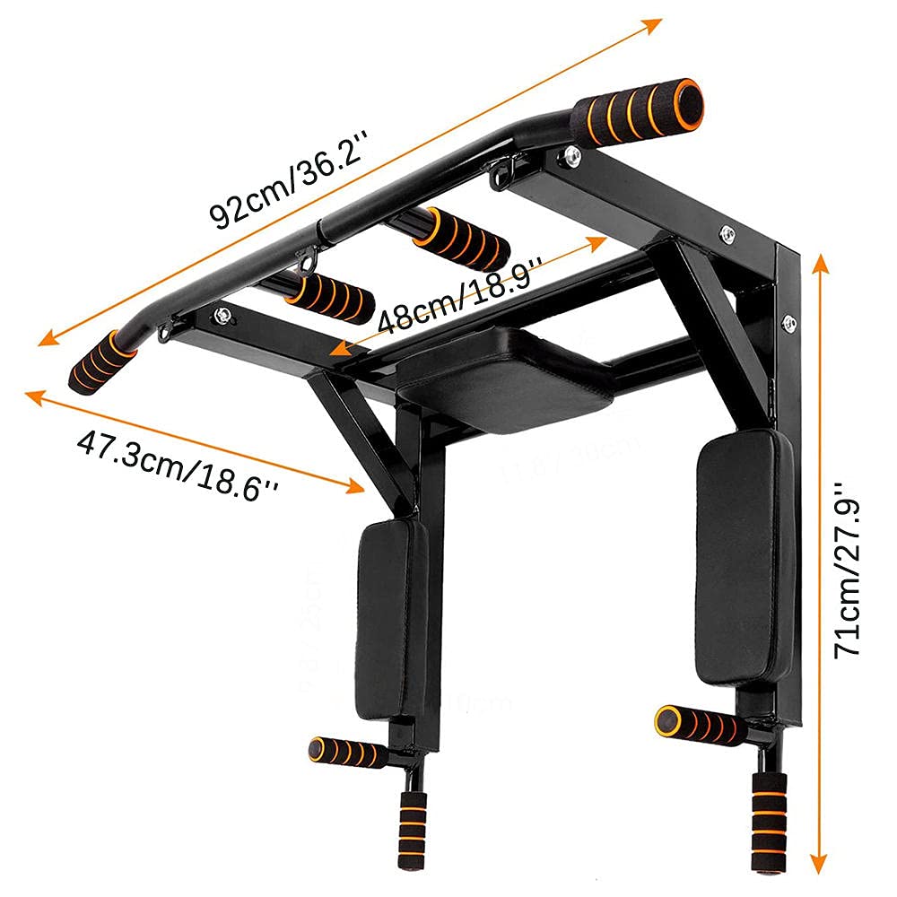 KDFJ Wall Mounted Pull Up Bar, Chin Up bar, Multifunctional Dip Station Indoor Home Gym Workout, Power Tower Set Training Equipment-Black