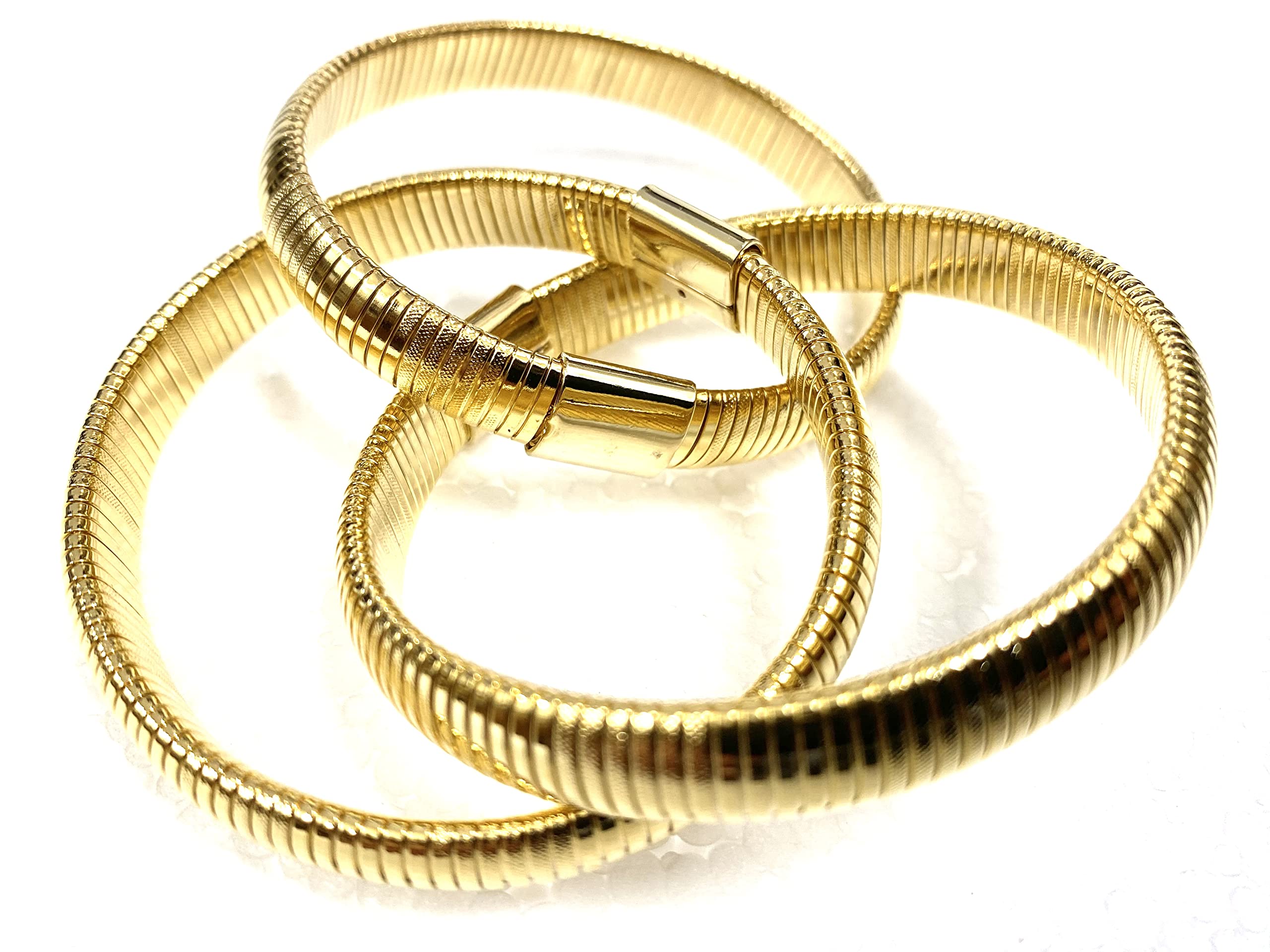 Marshal Metal Fashion Bracelet Omega Stretch Triple Cobra Bracelet (10mm x3) (Gold)