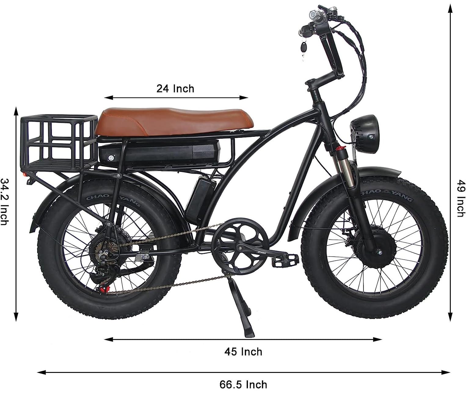 ikidsislands 2000W Electric Bike for 2 Adults, Fat Tire Mountain Ebike, 30 MPH 48V 18AH AWD Ebikes, Dual Motor E Bikes for Two People (Brown)