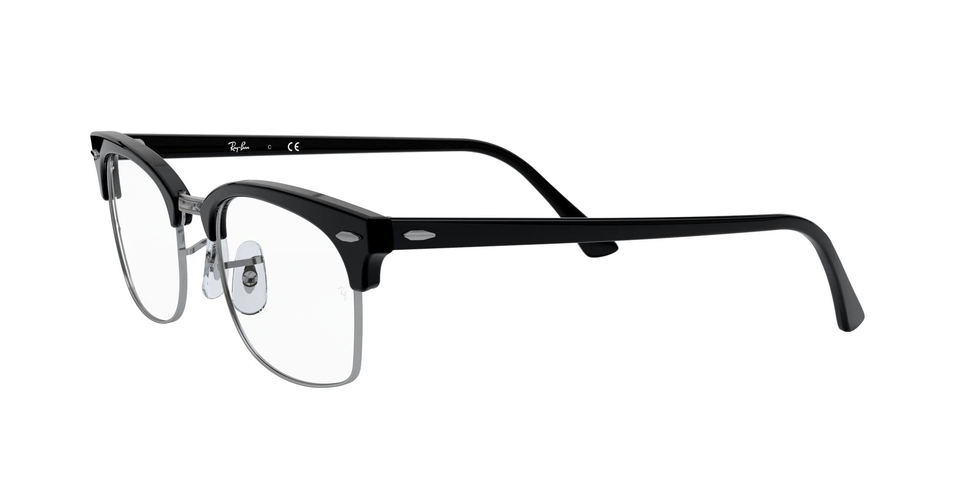 Ray-Ban RX3916V Clubmaster Square Prescription Eyeglass Frames, Black/Demo Lens, 52 mm