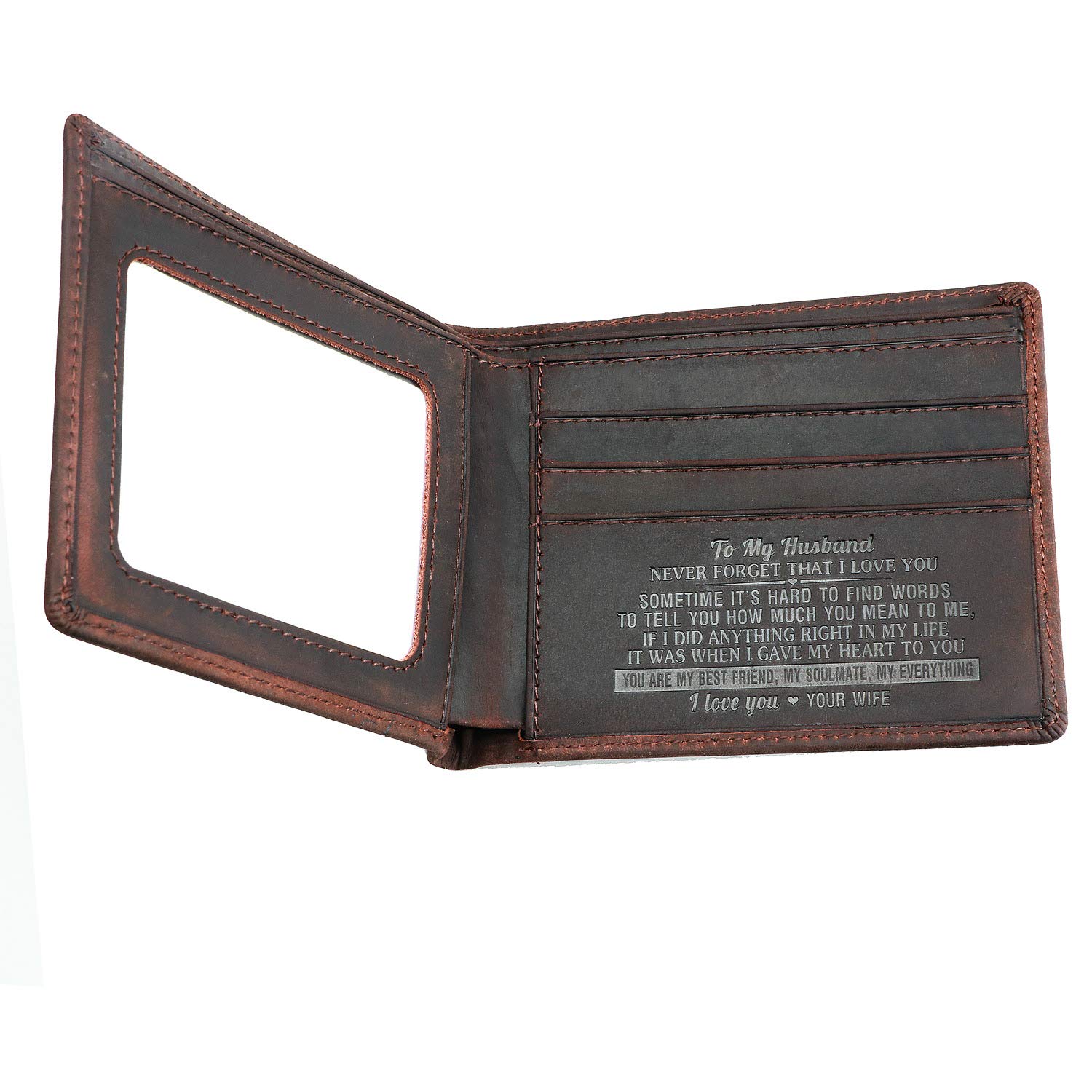 Husband Wallet from Wife,Custom Personailzed Leather Wallet Gift for Husband at Birthday,Valentine's Day,Anniversary