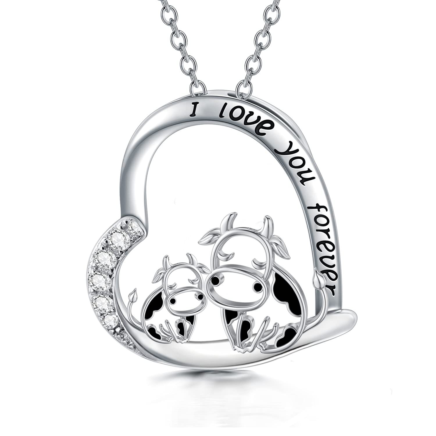 MISTBEE Mothers Day Gifts for Mom Women Cow Gifts for Women 925 Sterling Silver Cow Necklace Pendant Cow Jewelry Gifts for Mother Her