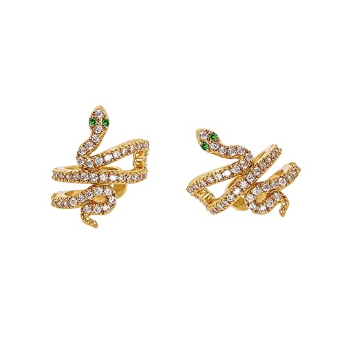 Obidos Cuff Earrings for Women 14K Gold Plated Sparkly Snake Ear Cuff Set for Non Pierced Ears Cartilage Earrings