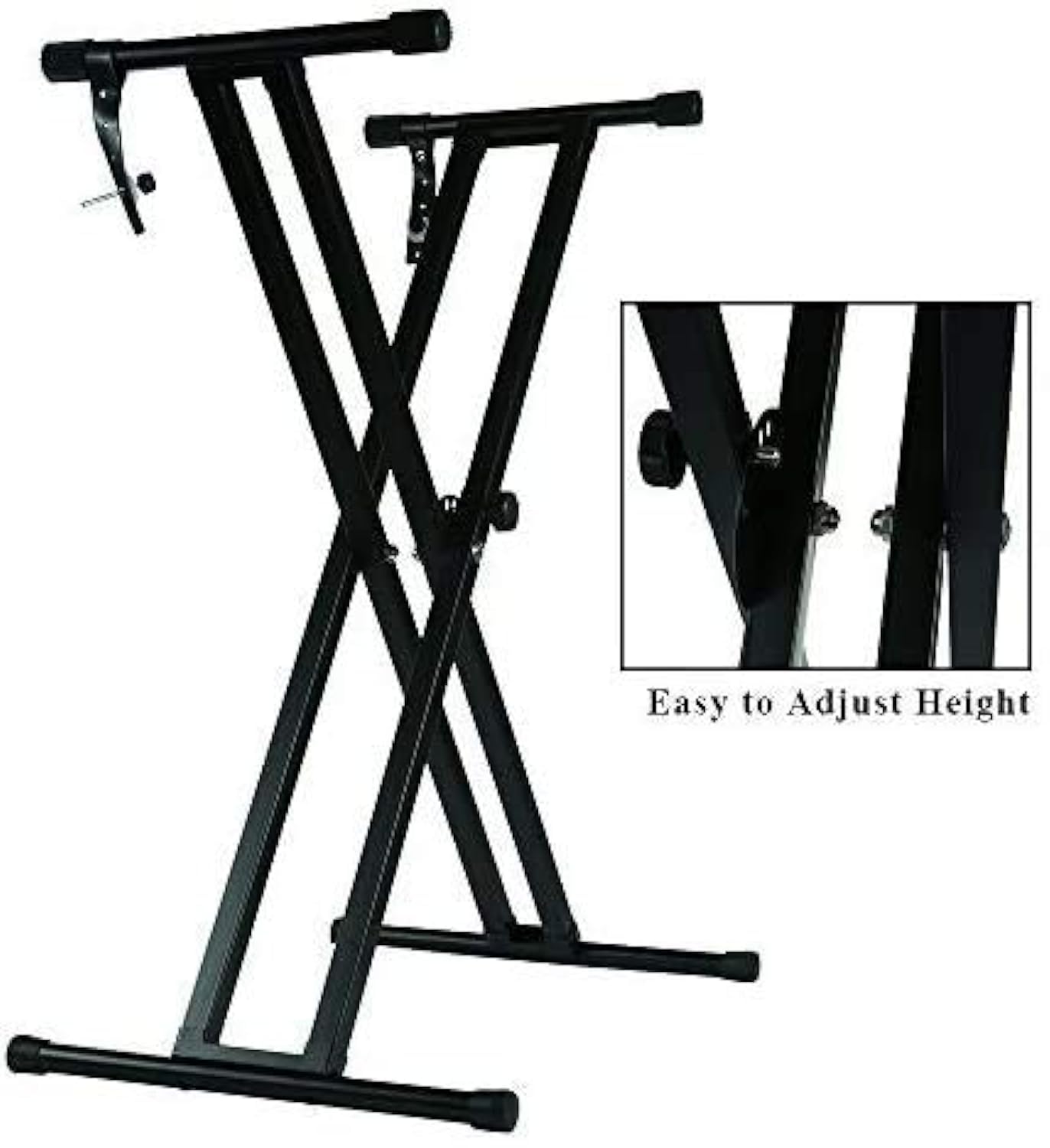 Kadence Keyboard Stand - Heavy-Duty Piano Stand (NK13-3kg Dual Braced) - Piano Keyboard Stand with Locking Straps - Keyboard Double X Stand - Keyboard Music Stand for Kids & Adults (Black)