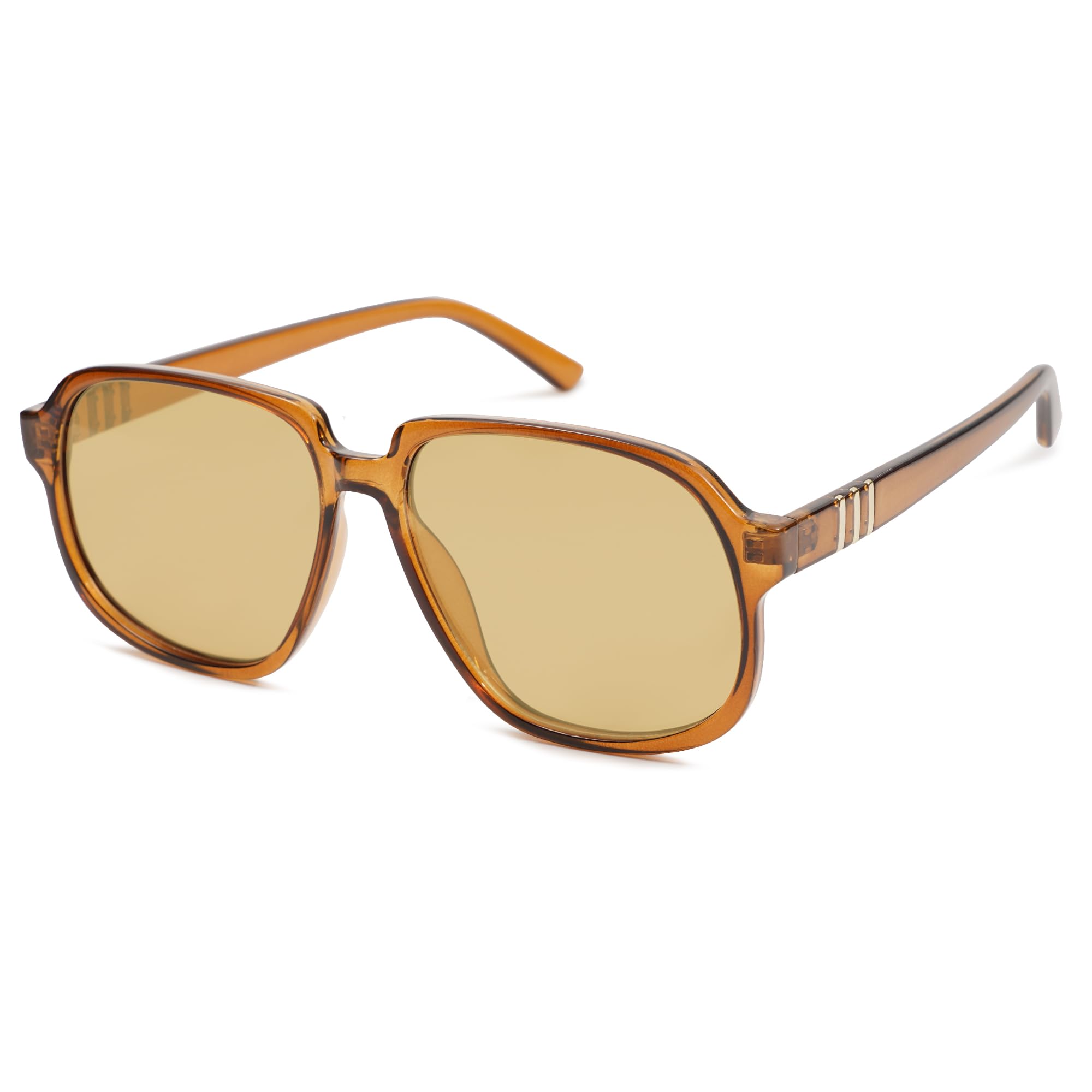 SOJOS Retro Vintage Square Polarized Sunglasses for Women Men 70s Stylish Oversized Sunnies SJ2272, Brown/Brown