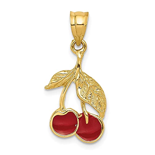 IceCarats 14K Yellow Gold Red Cherries Necklace Charm Pendant Only