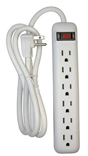 Prime Wire & Cable PB801115 6-Outlet Power Strip with 14-3 SJT 8-Feet Cord,White