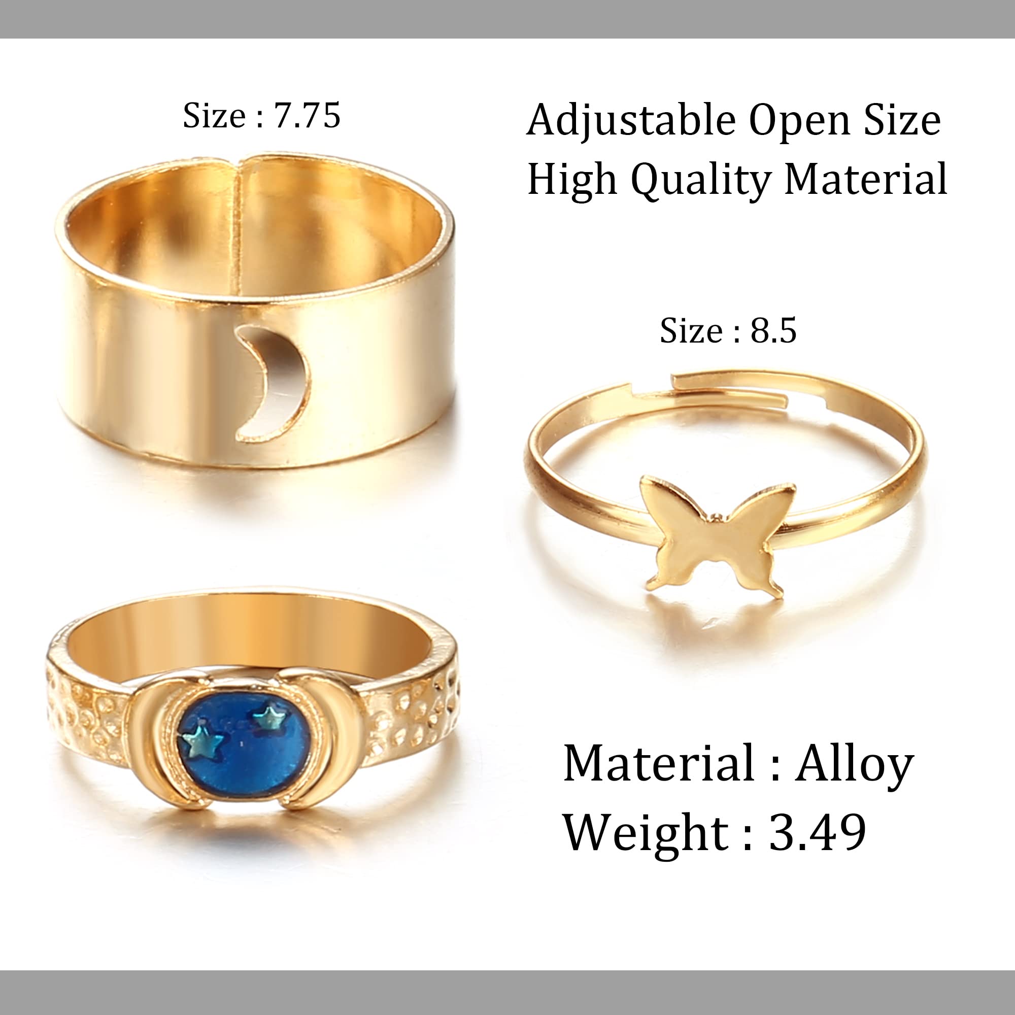 ORAZIO 70 Pcs Vintage Gold Knuckle Rings for Women Boho Stackable Rings Chain Snake Butterfly Finger Rings Trendy Aesthetic Adjustable Rings Pack