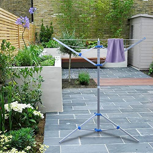 YIYIBYUS Outdoor Umbrella Drying Rack, Steel Frame & Adjustable Height, 4-arm Umbrella Clothesline for Bedding, Collapsible Retracting Clothes Line for Backyard