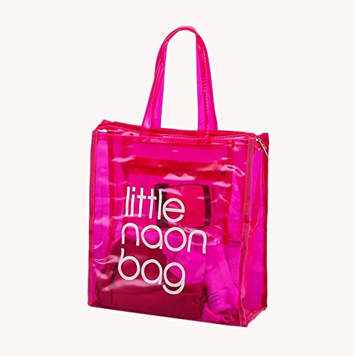 PVC Transparent Handbag Candy Color Clear Large Capacity Waterproof Shoulder Bag