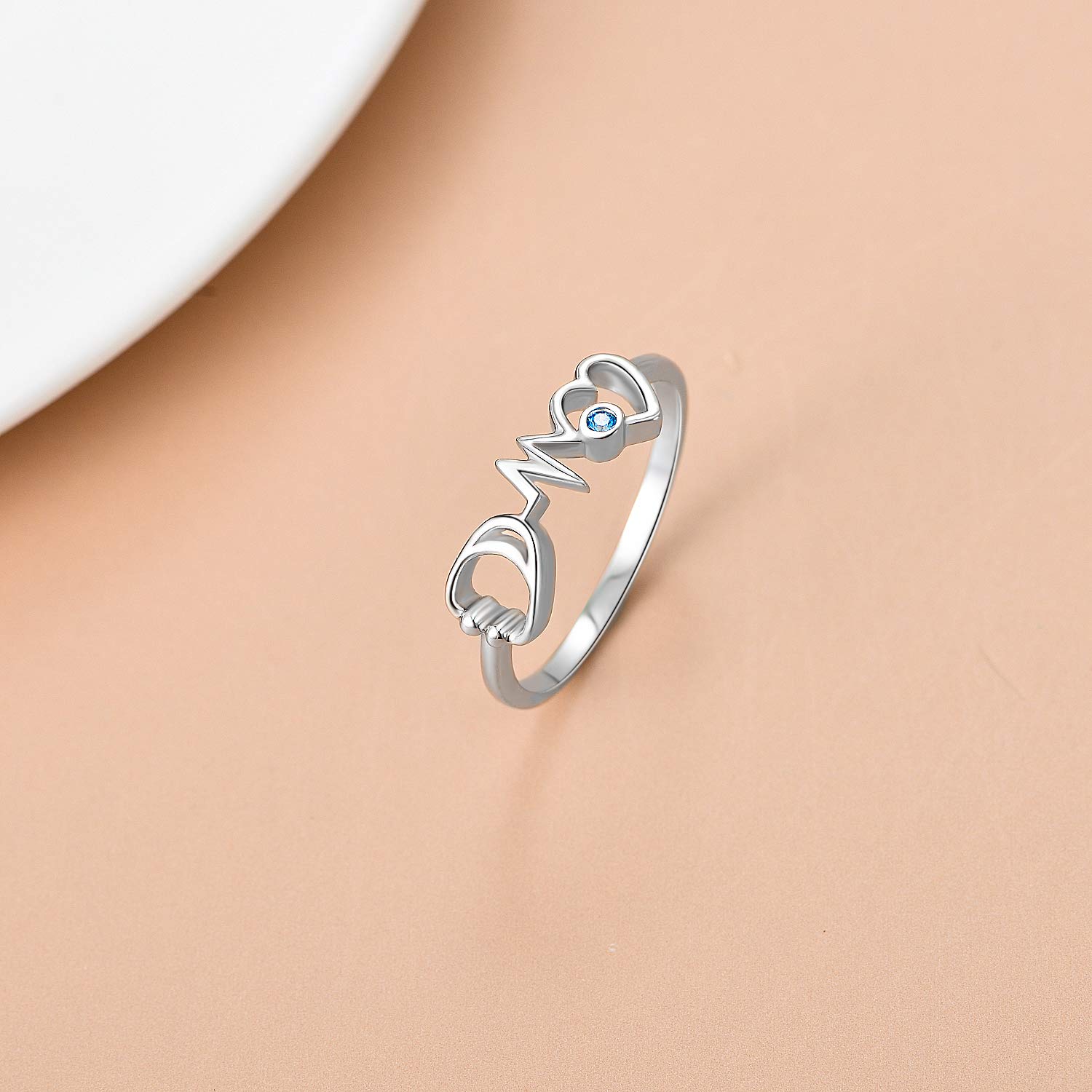 LONAGO Stethoscope Ring for Nurse Doctor Medical Student Graduation Birthday Gift (7, cubic-zirconia)