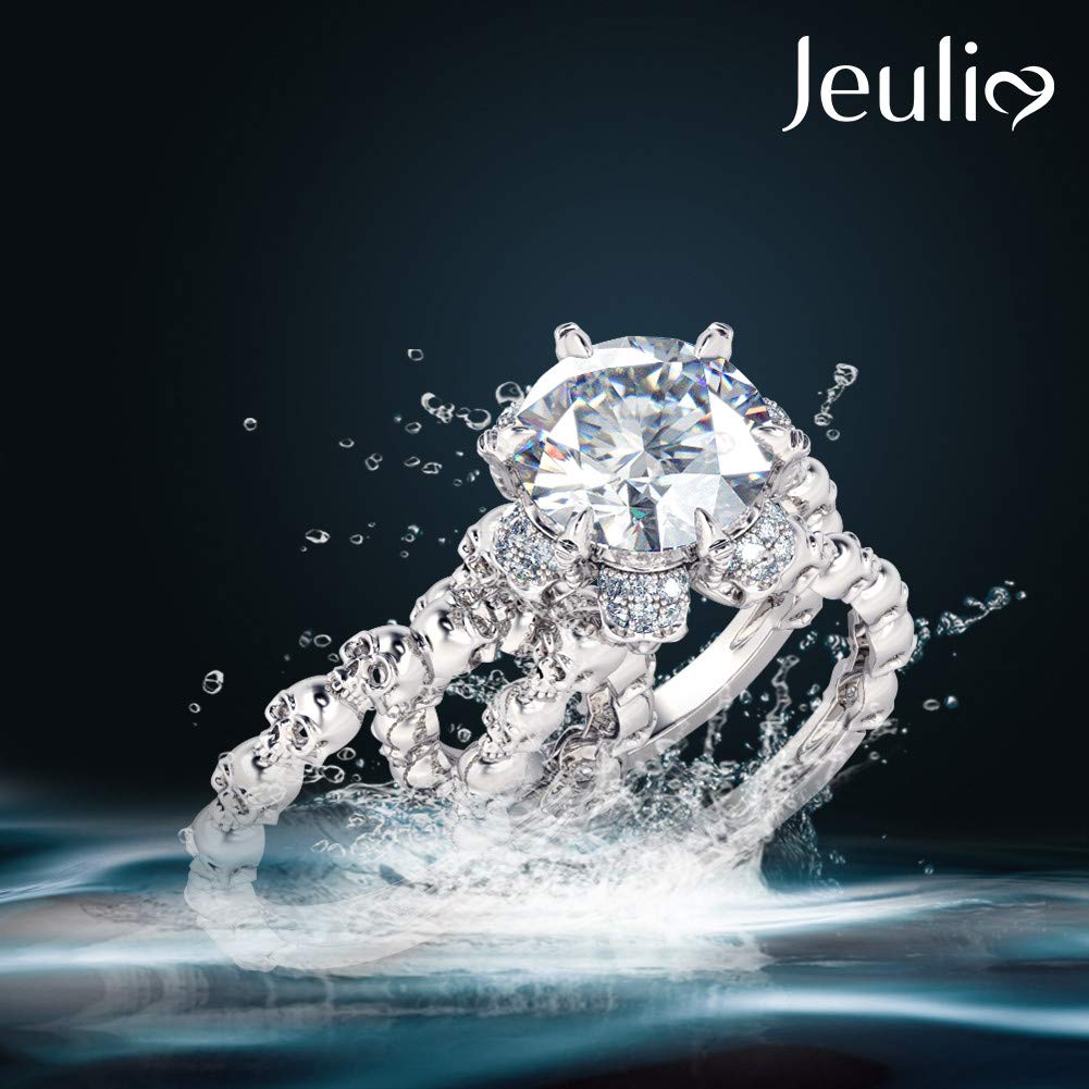 Jeulia 8.4 Carat Interchangeable Wedding Ring Set 925 Sterling Silver Round Cut Engagement Rings Cubic Zirconia Solitaire Promise Bridal Rings Anniversary Promise with Jewelry Gift Box (7)