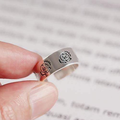 MIYUAN Vintage 925 Sterling Silver Band Ring Wide Chunky Adjustable Open Skull Design Ring for Women (8)
