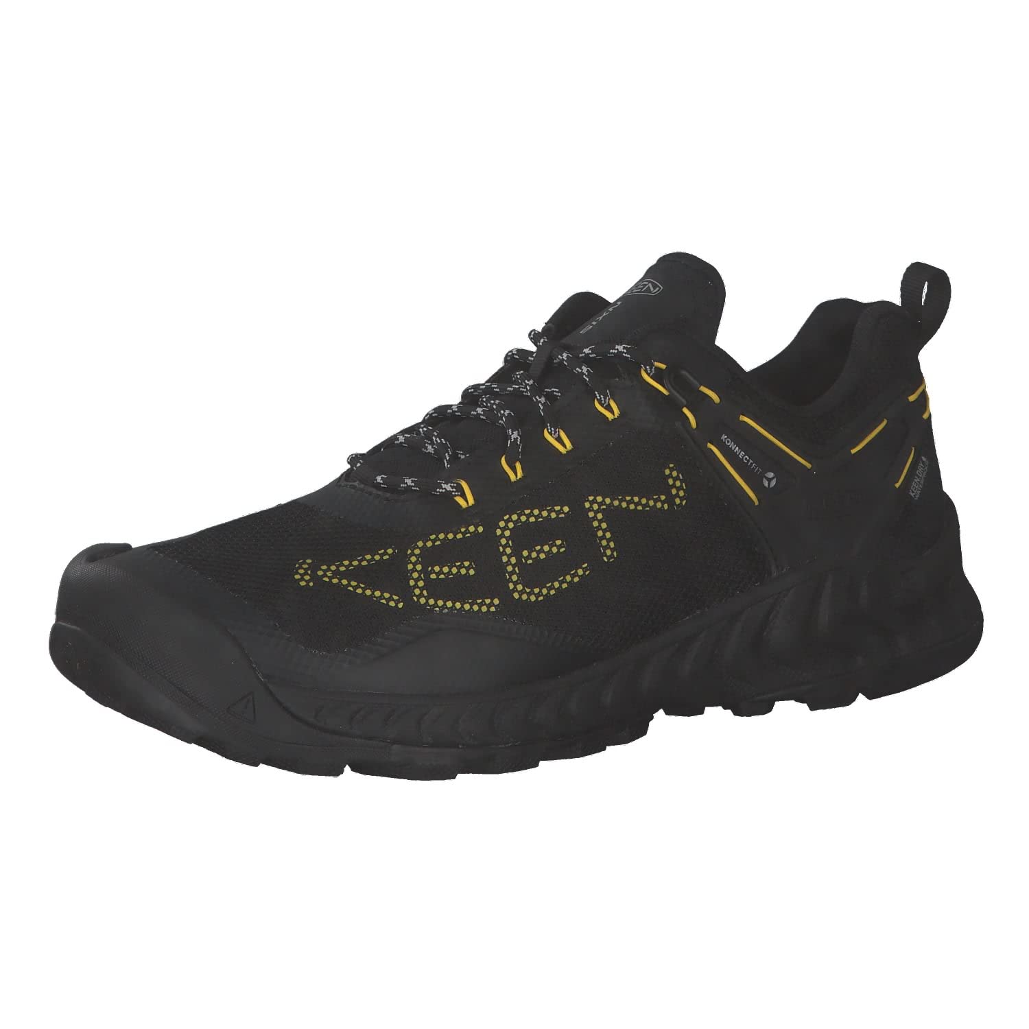 KEEN mens Nxis evo Waterproof fast Packing Hiking Shoe, Black/Keen Yellow, 11.5 US