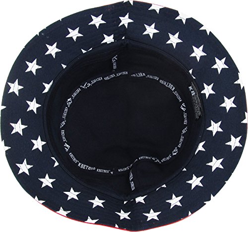 KBM-021 NAV Flag Patriotic Stars and Stripes Floral Galaxy Leaf Aztec Tropical Print Bucket Hat Summer Boonie Cap