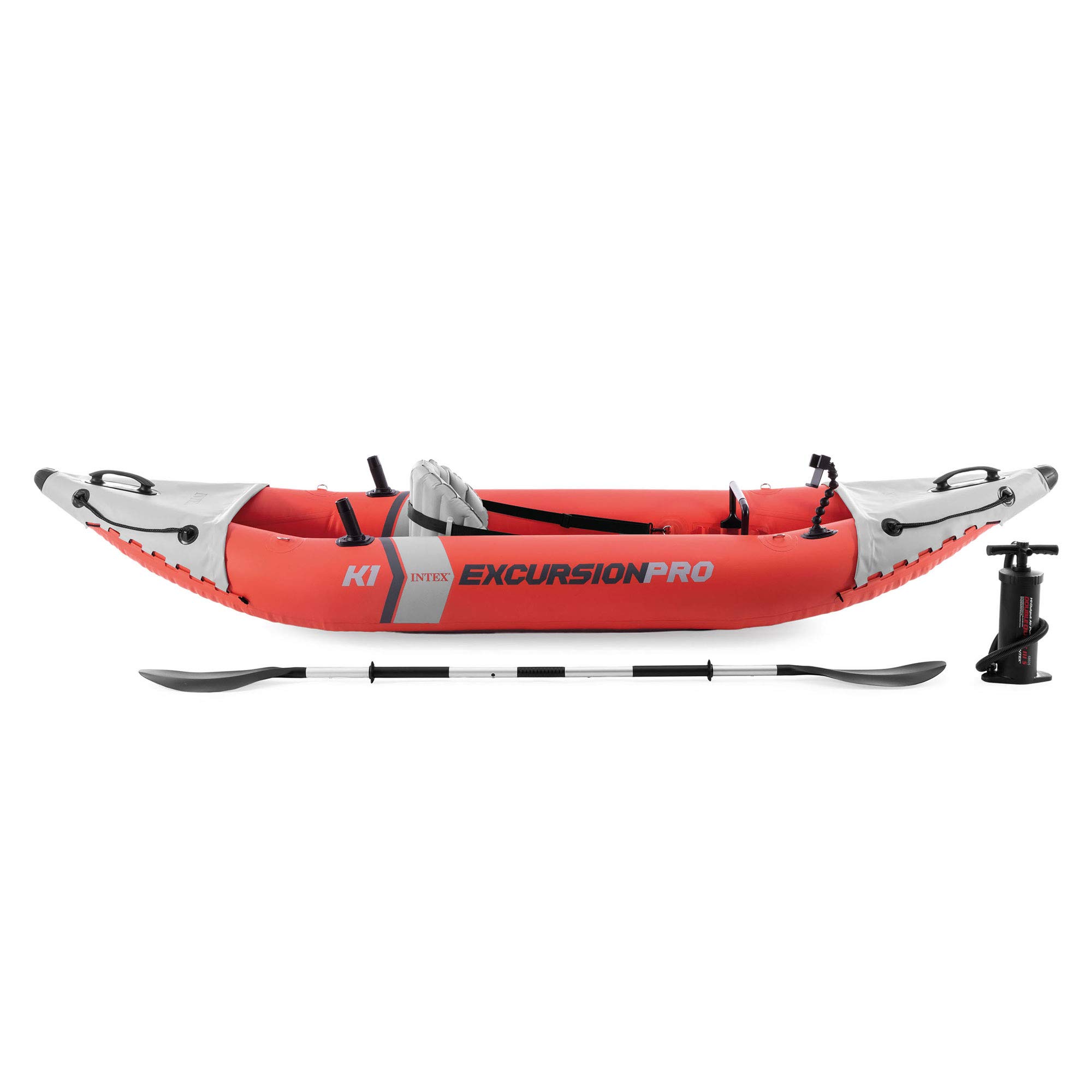 INTEX 68303EP Excursion Pro K1 Inflatable Kayak Set: Includes Deluxe 86in Kayak Paddles and High-Output Pump β SuperTough PVC β Adjustable Bucket Seat β 1-Person β 220lb Weight Capacity