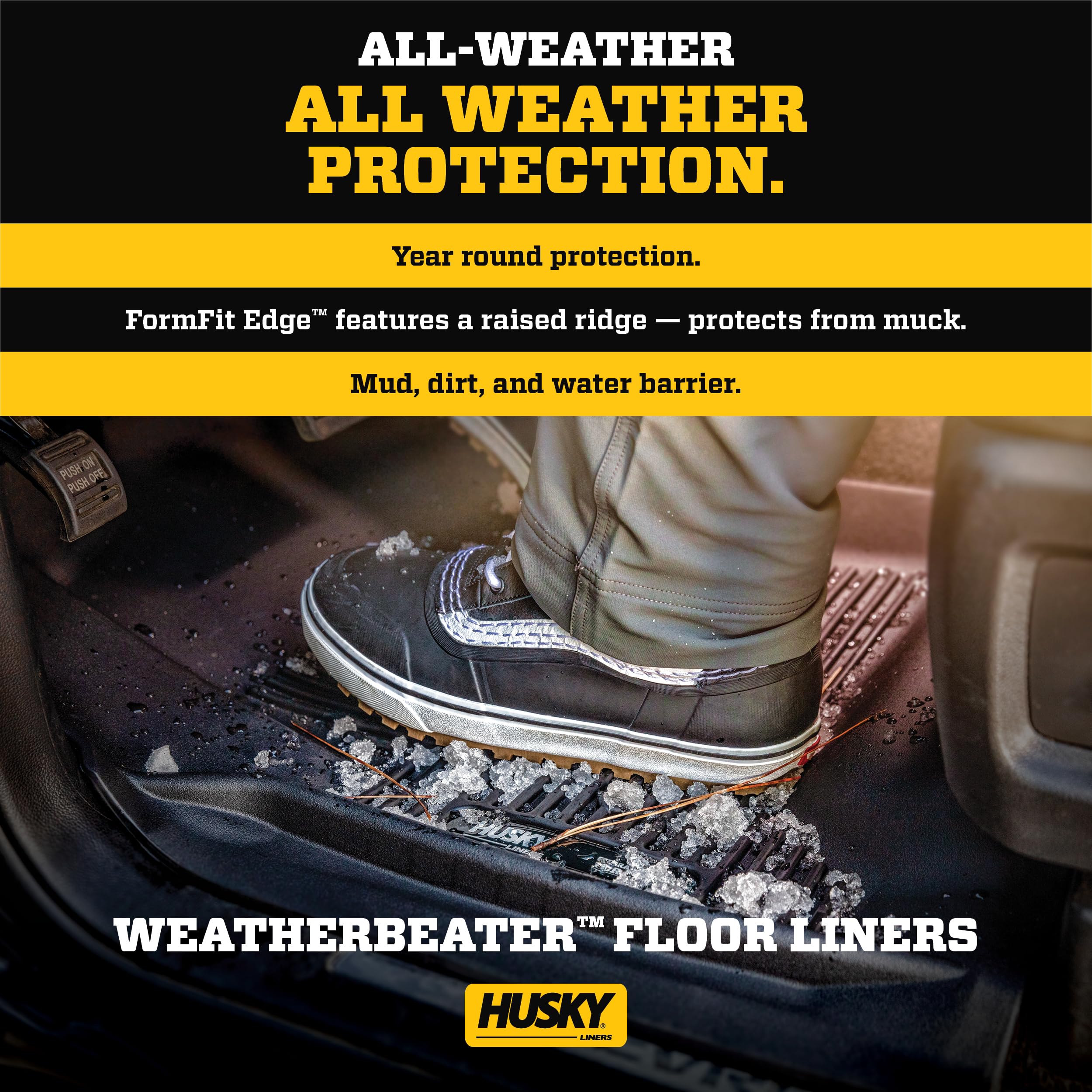 Husky Liners Weatherbeater Floor Mats | Fits 2015 - 2019 Ford Explorer | 2nd Row, 1-pc Black - 14761