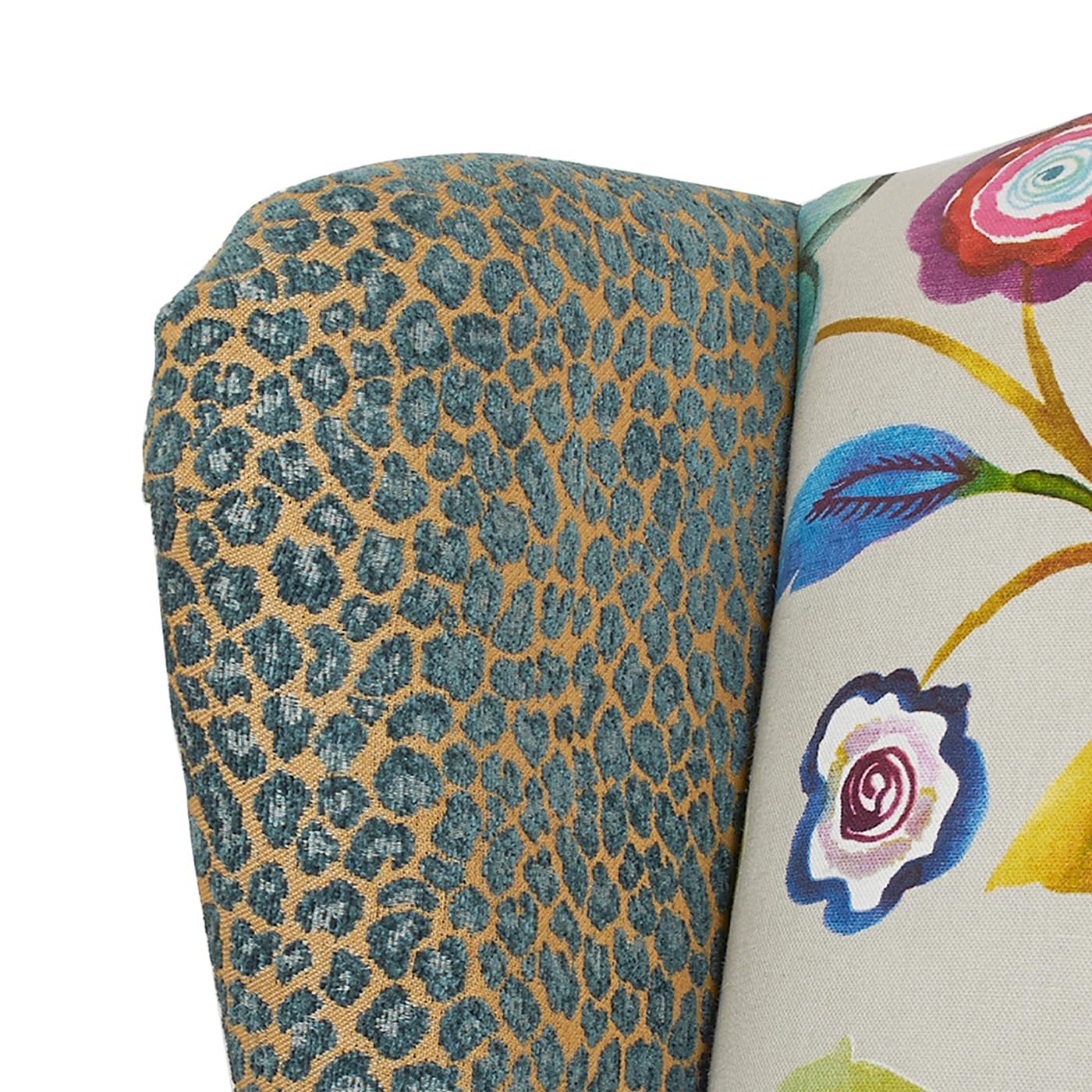 Jennifer Taylor Home Anya Eclectic Floral Patchwork Boho Chic Wingback Large Living Room Lounge Accent Arm Chair