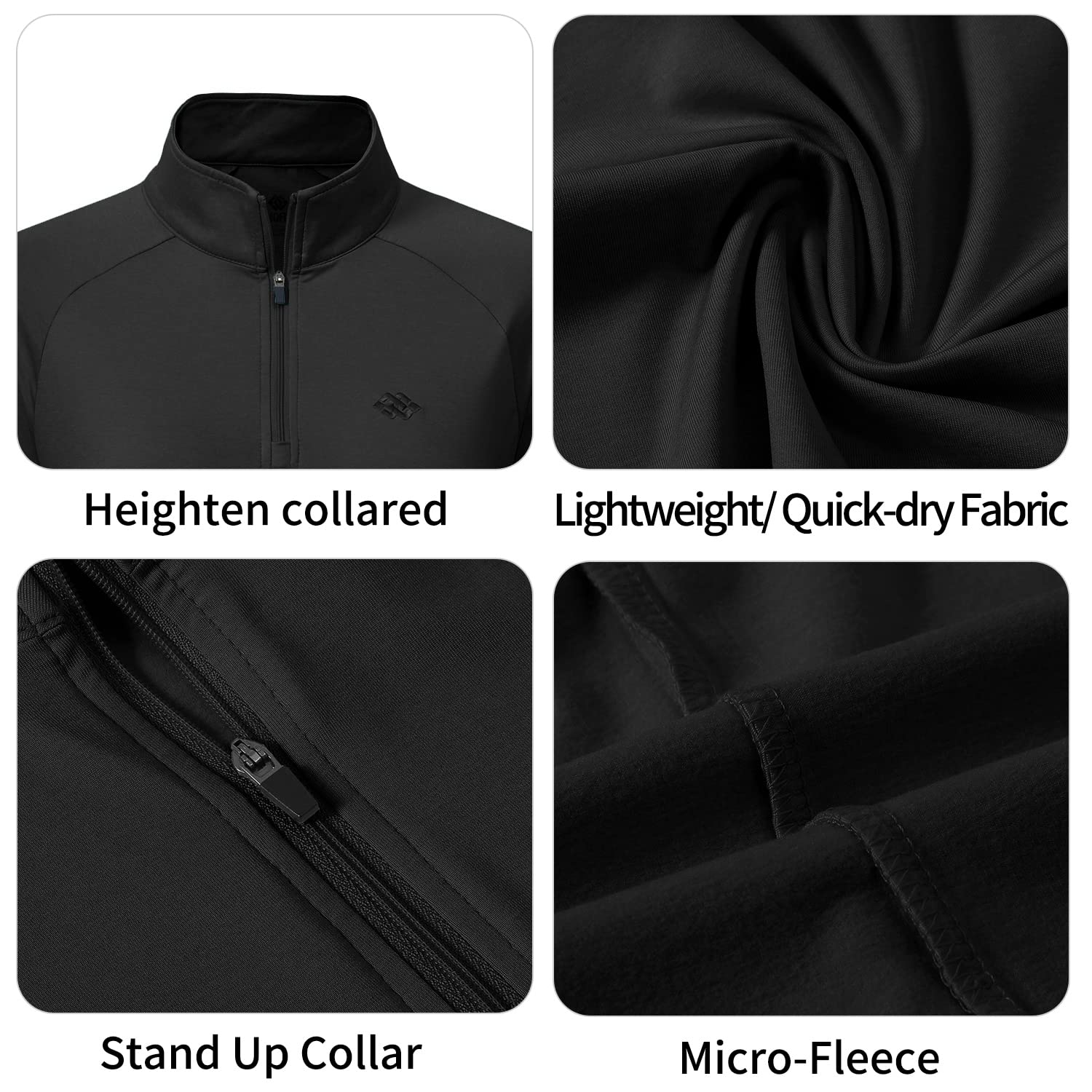 JINSHI Women Golf Pullover Womens Running Polo Shirts, Long Sleeve Zip-Up Shirts Jogger Tops, Breathable Relaxed Fit Collared Tops,Black M