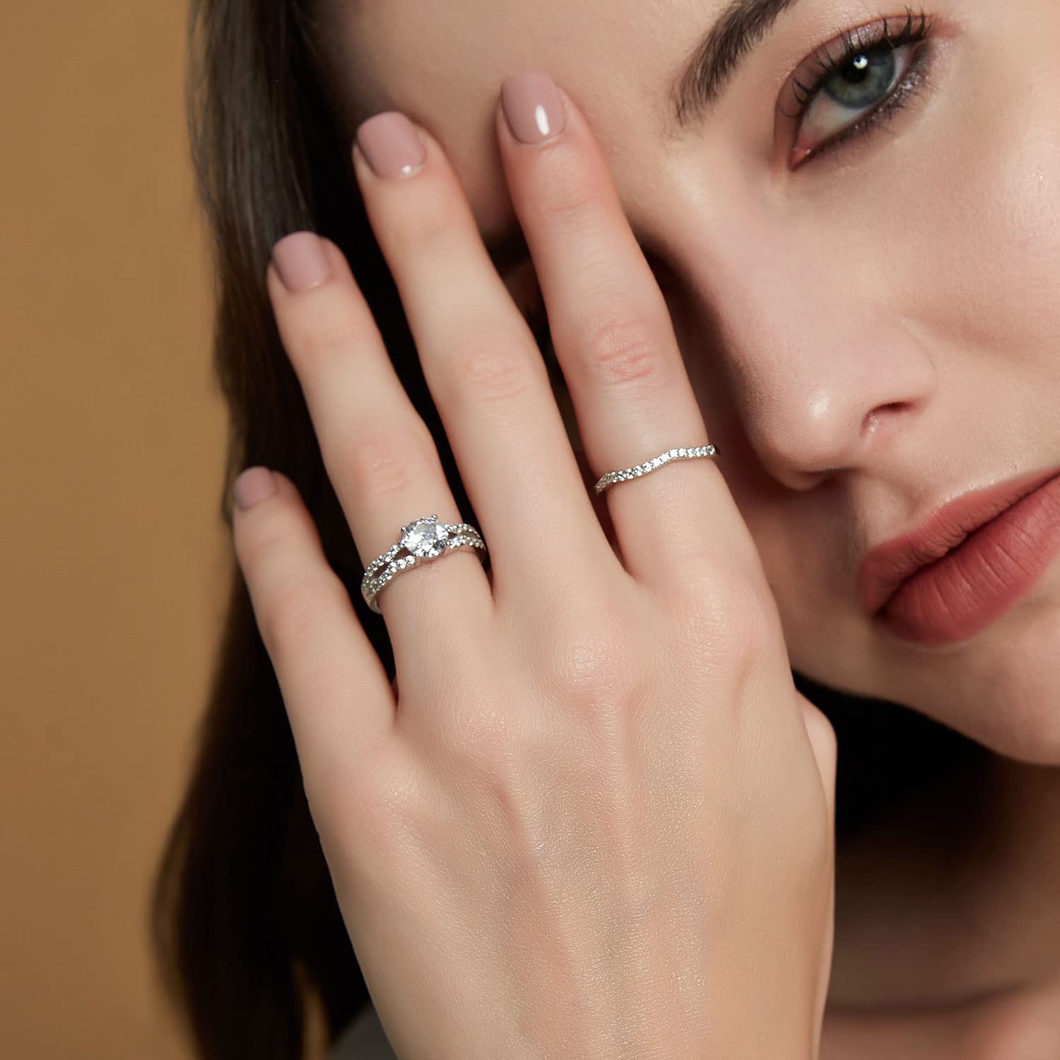 Mameloly 1ct Wedding Rings for Women Round Bridal Ring Sets Halo Cubic Zirconia Engagement Promise Rings for Her Size 7