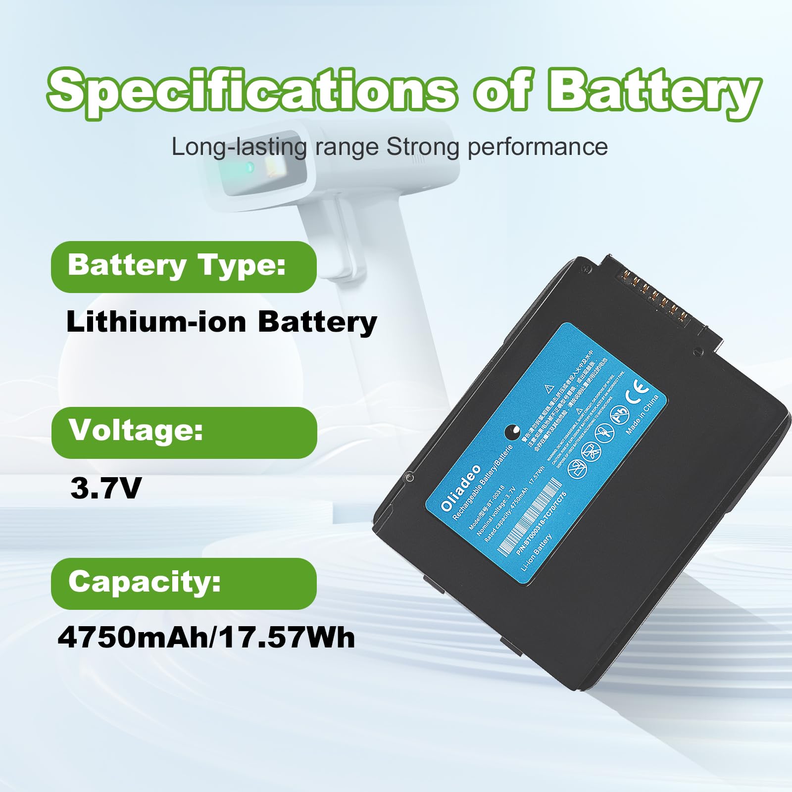 TC77 for Zebra Scanner Battery - for Zebra TC70 Battery - BT-000318 TC77 TC70 TC72 TC75 TC55 Barcode Scanner Battery - TC70X TC75X TC700H TC700K TC720L TC75AH TC75BH TC75EK TC75FK TC75GK Batteries