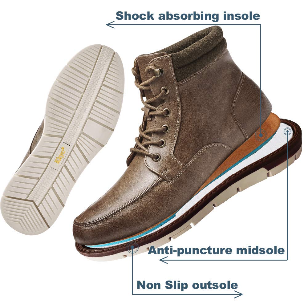 Kkyc Mens Boots Fashion Waterproof Hiking Boots Casual Work Boots Slip on Lace-up Chukka Boots 13 M (Brown)