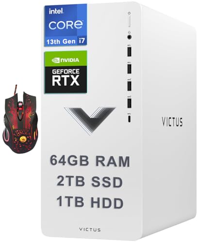 HP 2023 Newest Victus 15L Gaming Desktop Computer PC, Intel Core i7-13700 (16 Cores up to 5.2GHz), NVIDIA GeForce RTX 3060 Graphics, 64GB RAM, 2TB SSD, 1TB HDD, Wi-Fi 6, Bluetooth, Windows 11 Home