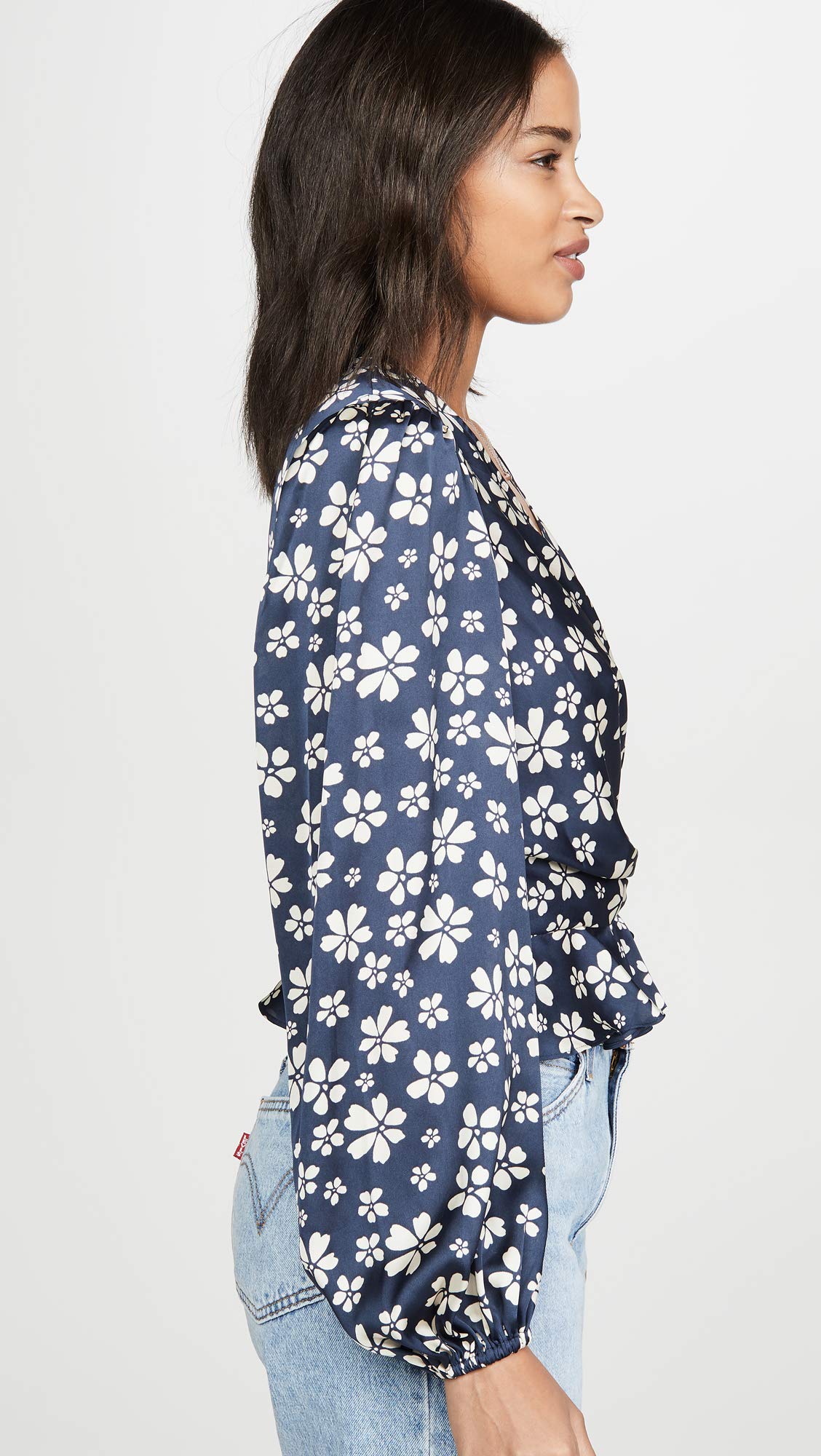 Jill Jill Stuart Women's Wrap Top Marianne Print, Marine, 10