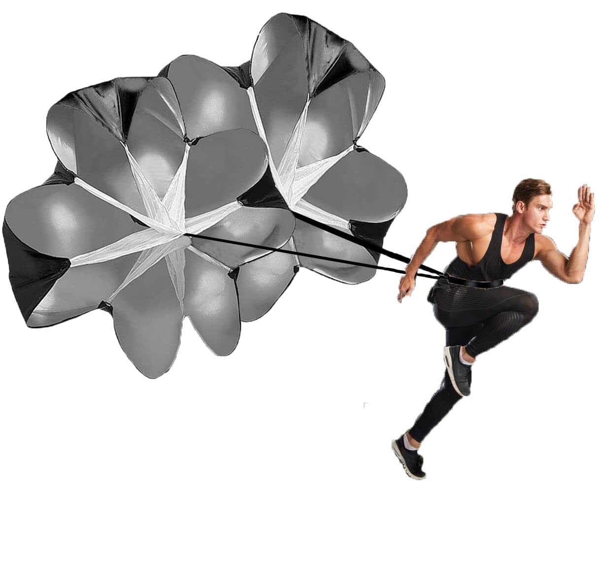 MBQTWS Running Speed Training,56" Running Parachute 2 Umbrella Speed Chute with Adjustable Strap and Carrying Bag,Speed Chute Resistance Parachute for Kids Youth and Adults (2 Pack)