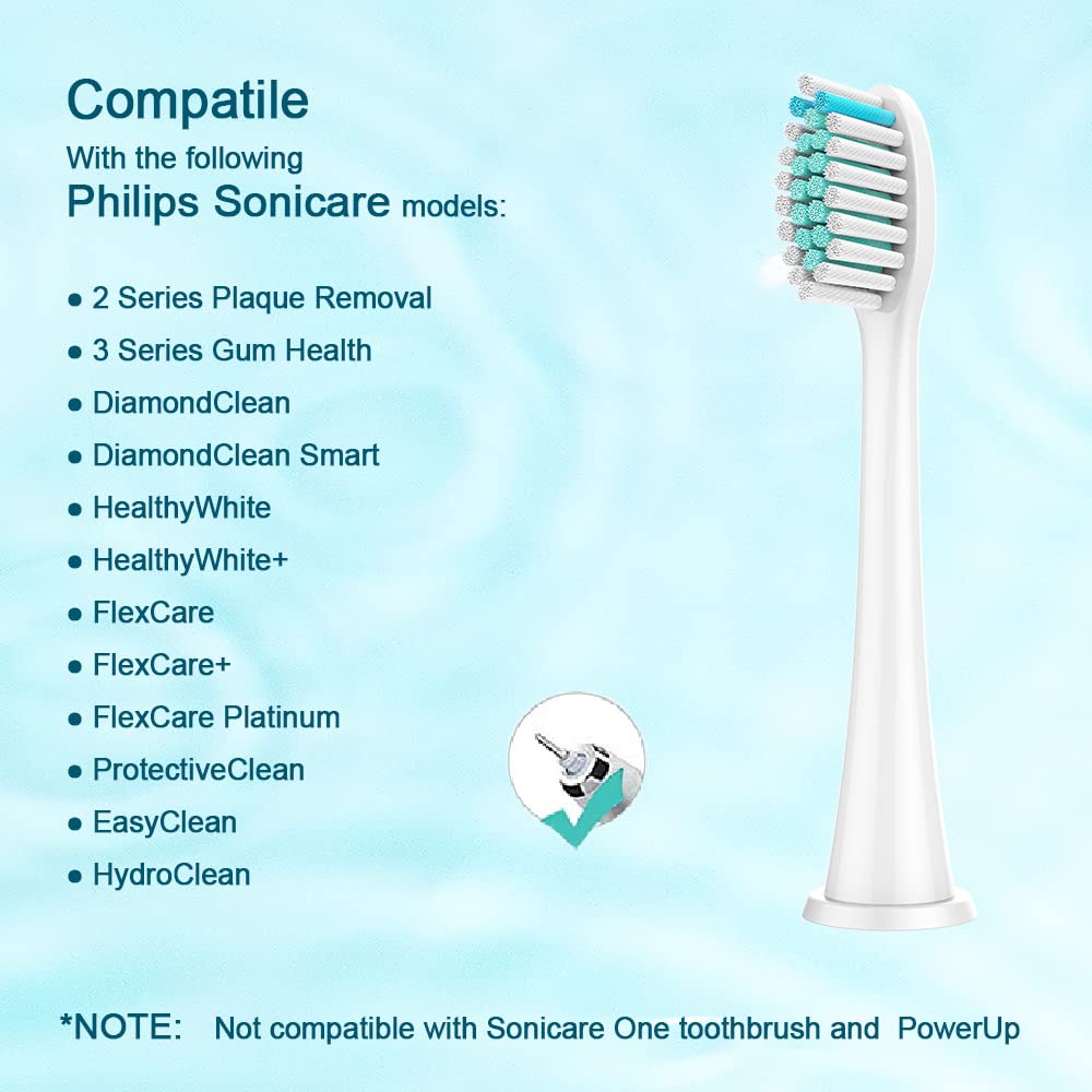 Replacement Toothbrush Heads Compatible with Philips Sonicare Electric Toothbrush,Electric Toothbrush Head Fits DiamondClean, ProtectiveClean, EasyClean, FlexCare, HealthyWhite (Pack of 8)