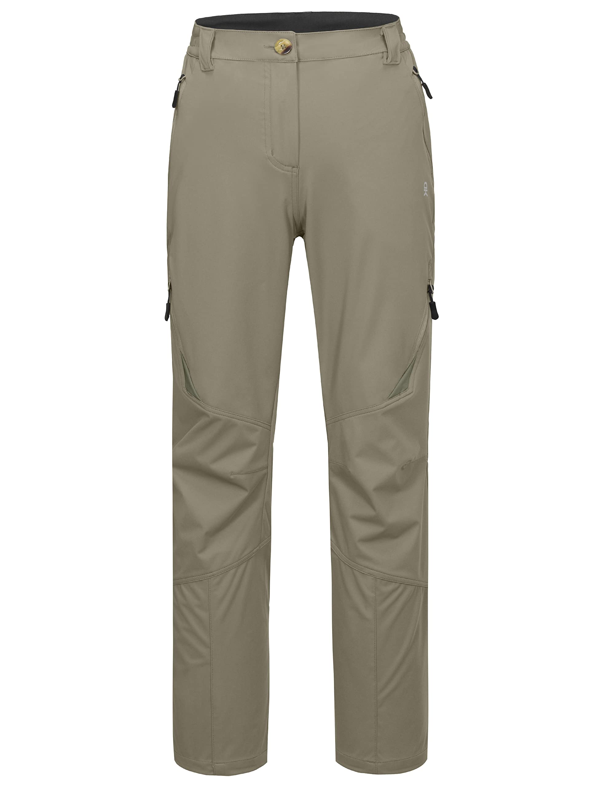 Little Donkey Andy Women's Softshell Hiking Golf Pants Quick Dry Lightweight Outdoor Athletic Four Zipper Pockets Olive Green Large